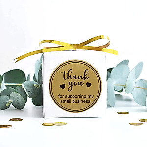 2 Inch Kraft Valentine's Day Thank You for Supporting My Small Business Stickers with Hearts - Heart Valentines Present Gift Thank You Labels Seals for Bubble Mailers and Gift Bags 500 Pcs