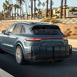 KAIZONPOT 60" x 24" x 6" Trailer Hitch Cargo Carrier Hitch Mount Folding Vehicle Cargo Basket 550lb Capacity Hitch Cargo Racks for Car