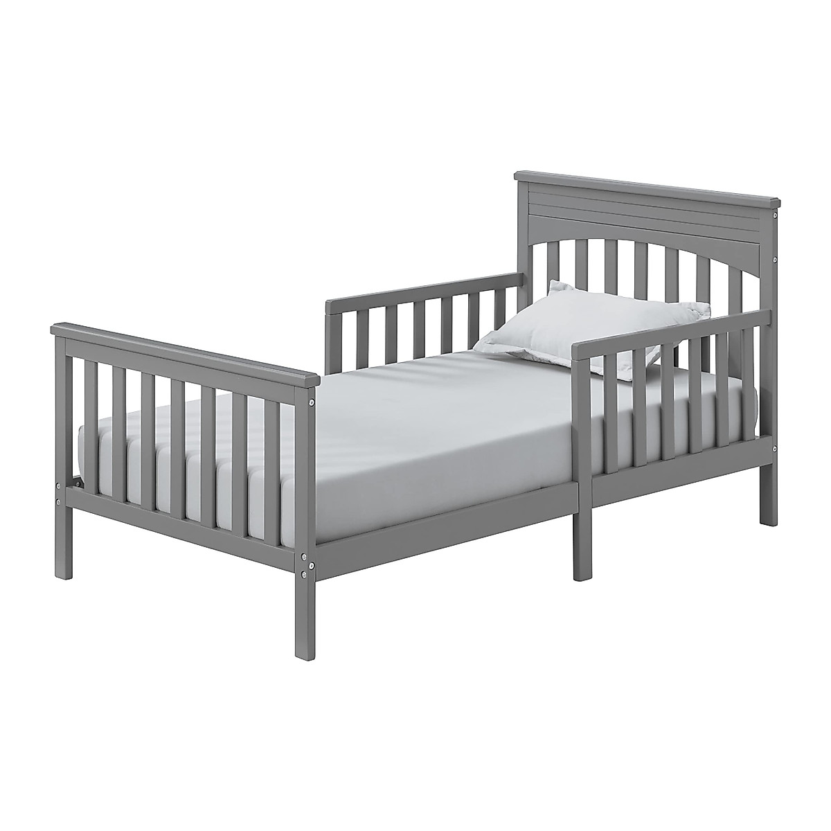 Oxford Baby Harper Wood Frame Toddler Bed with Guardrails and Flat-Top -Headboard, Dove Gray