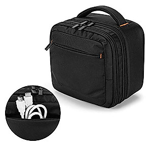 CURMIO Double Layers Projector Case, Mini Projector Carrying Bag Compatible with DR.J Professional and QKK Mini Projector, Black
