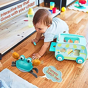 XONTEUS Crawling Crab Toy for 1-Year-Olds, Interactive Sensing with Music & Lights, Perfect Gift for Toddlers