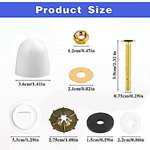Toilet Floor Bolts and Caps Kit, Universal Toilet Flange Repair Kit Solid Brass Toilet Fixing Bolts and Nuts Set American Standard Toilet Parts Including Toilet Bolt Caps Closet Bolts and Washers