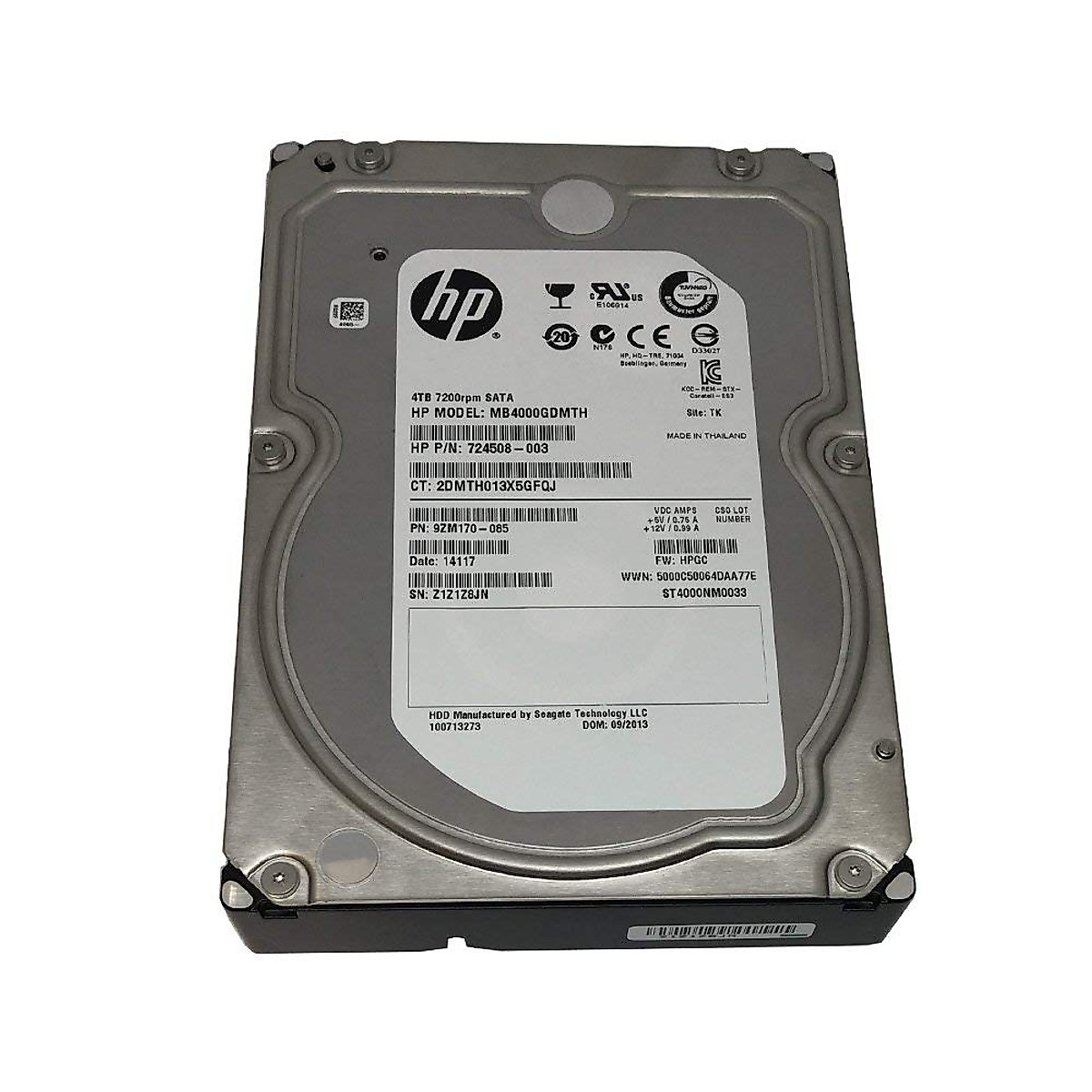 HP Constellation ES ST4000NM0033 (MB4000GDMTH) 4TB 7200RPM 128 MB Cache SATA 6.0 Gb/s 3.5 inch Internal Enterprise Hard Drive OEM (MB4000GDMTH) (Renewed)