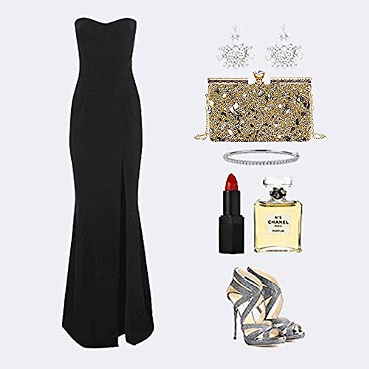 Quniko Chic Rhinestone Box Clutch Bling Evening Wedding Handbags Bridal Purse, Gold