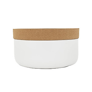 Kamenstein 2 Compartment Large Bowl Extends Produce Freshness, 11 x 11 x 6 Inch, Natural Cork and White Ceramic
