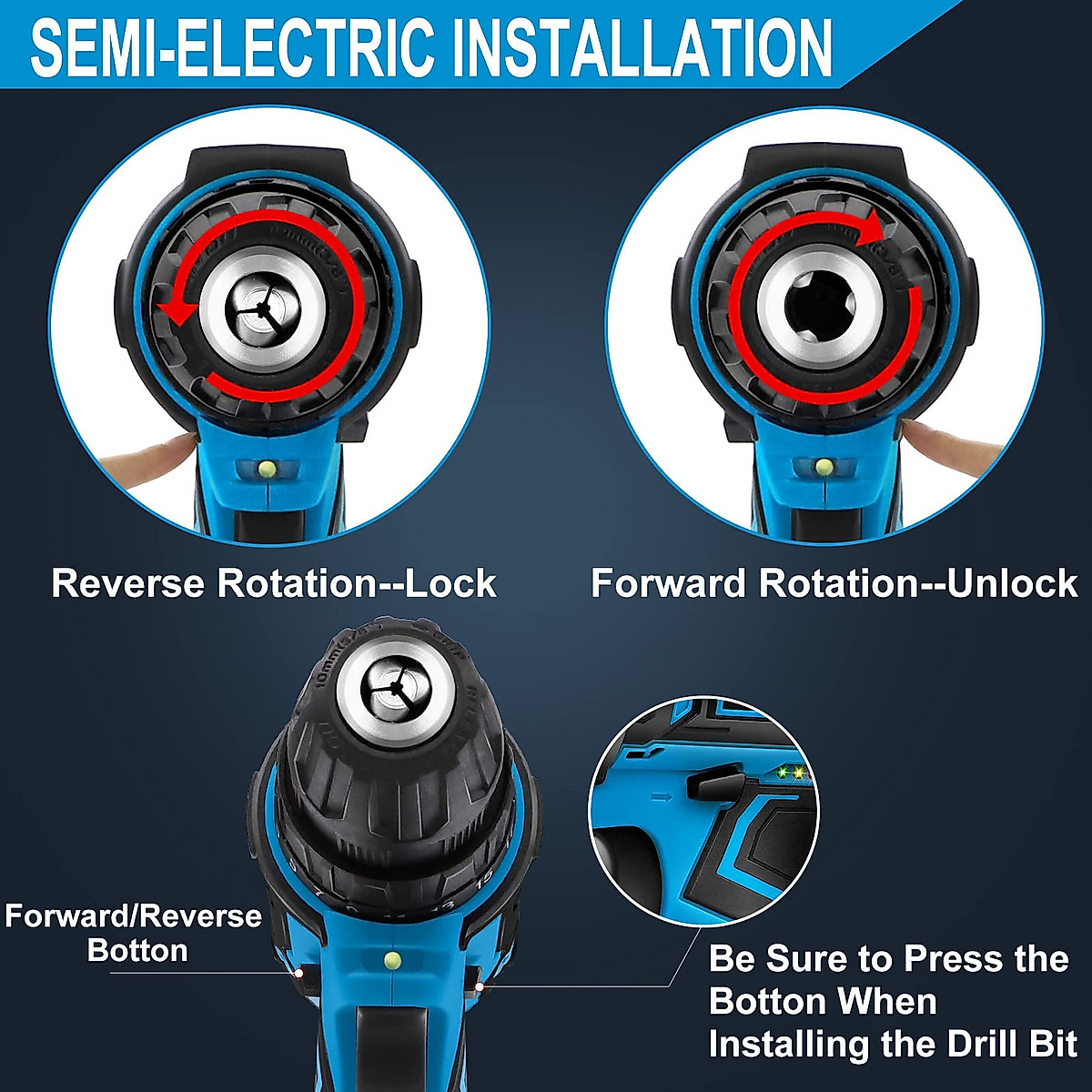 Cordless Drill Power Set, 21V Cordless Drill Set with 3000mAh Battery & Fast Charger, 117 Piece Power Tool Set Combo Kit with Power Drill Driver, 3/8" Chuck Electric Drill Set with 25+1 Clutch