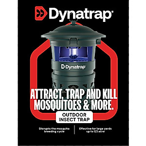 DynaTrap DT1130-GRSR 1/2 Acre Mosquito & Flying Insect Outdoor Trap and Killer – Kills Mosquitoes, Flies, Wasps, Gnats, & Other Flying Insects - Bug Zapper Alternative – Green