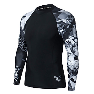 ADOREISM Quick-Dry Men's Long Sleeve Rash Guard UPF 50+ Compression Swim Shirt (Wolf, XL)