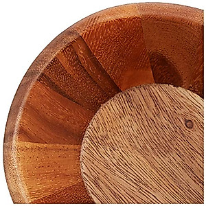 Lipper International Acacia 6 x 3 Wave Bowl Set of 4, 20 fl.oz., Brown