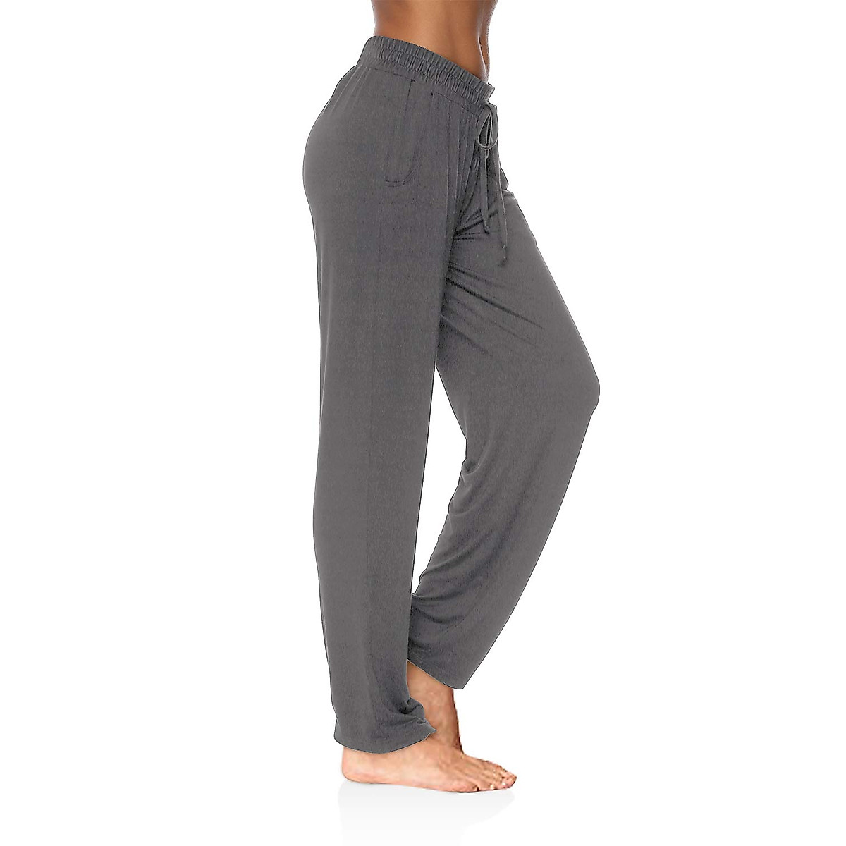 DIBAOLONG Womens Yoga Pants Wide Leg Comfy Drawstring Loose Straight Lounge Running Workout Legging Dark Gray S
