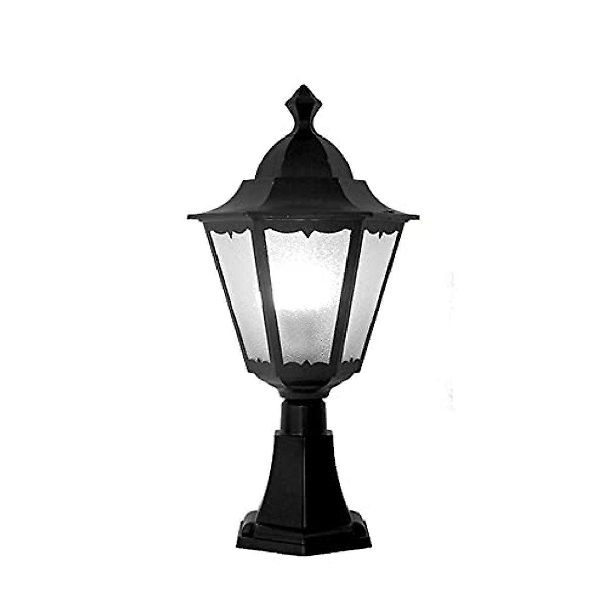 MODEBHD Rustproof Patio Column Light High Brightness E27 Edison Glass Post Lamps Outdoor Waterproof Aluminum Pillar Lantern for Villa Garage Clubhouse Swimming Pool Floor-Standing Lighting