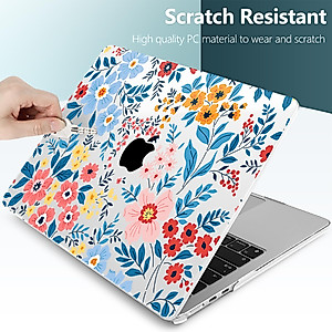 DONGKE for M3 M2 MacBook Air 15.3 inch Case 2023 2024 Release A2941 A3114 with Retina Display & Touch ID, Plastic Hard Case & Keyboard Skin & Screen Protector for MacBook Air 15" - Multicolor Flowers
