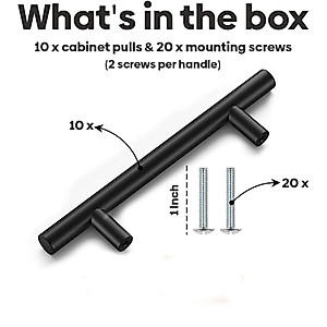 10 Pack Black Drawer Handles 7 1/2 inch Cabinet Pulls Full Length, 5inch Hole Spacing, Black Kitchen Cabinets Handles, Kitchen Drawer Pulls & Dresser Handles, Kitchen Hardware for Cabinets and Drawers