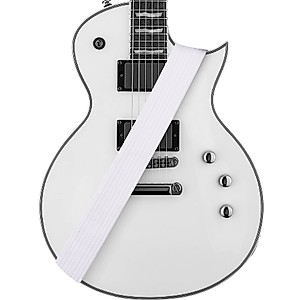 Amumu Guitar Strap for Acoustic, Electric and Bass Guitars, with Suede Leather Ends -White Cotton