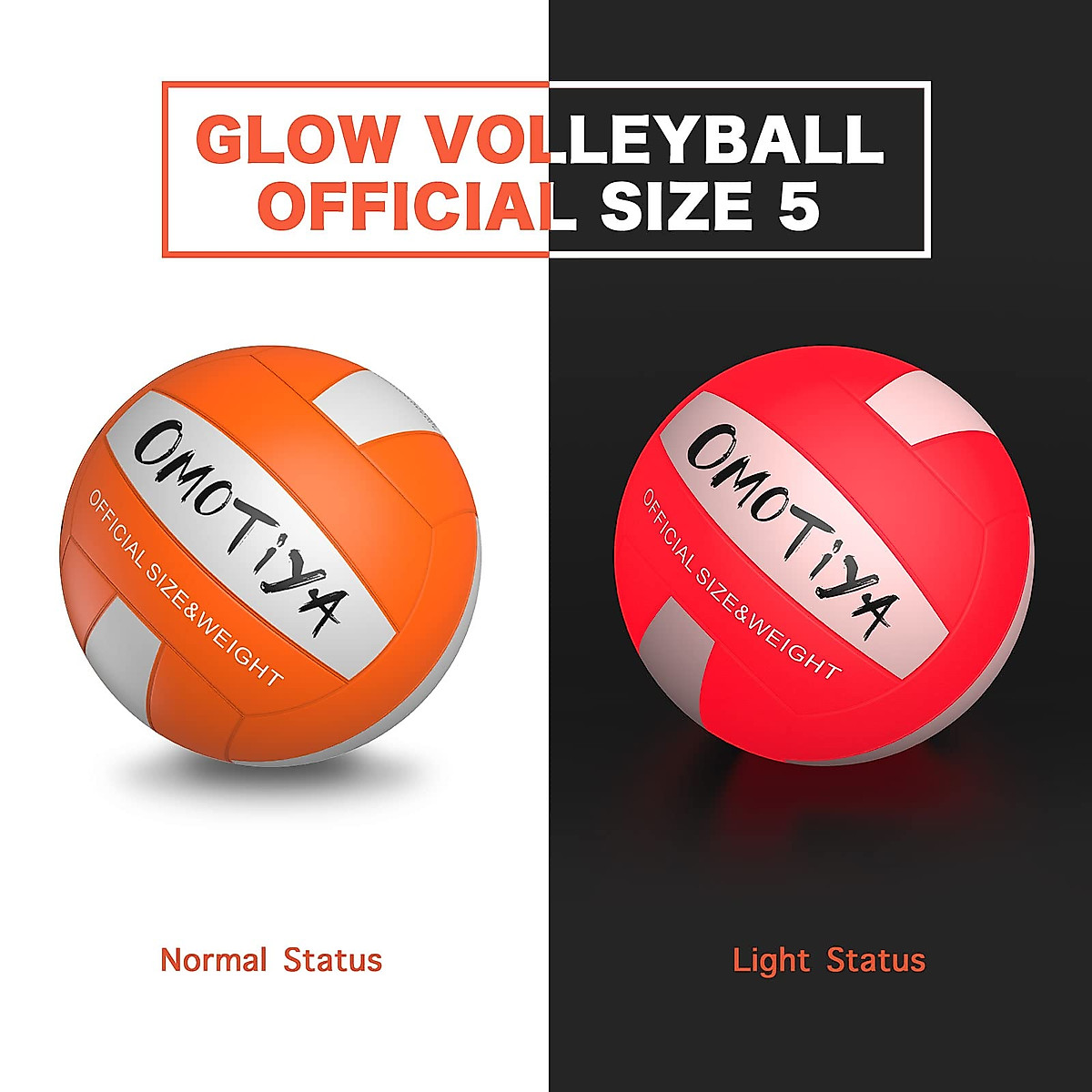 OMOTIYA Glow in The Dark Volleyball, LED Light Up Volleyball, Outdoor Volleyball Gifts for Boys and Girls, Night Glowing Ball, Soft Volleyballs Gifts Ideas for Age 8, 9, 10, 11, 12, 13+ Kids Teens