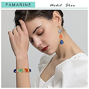 FAMARINE Multicolor Dangle Drop Earrings Bracelet Necklace for Girls Women, Red Blue