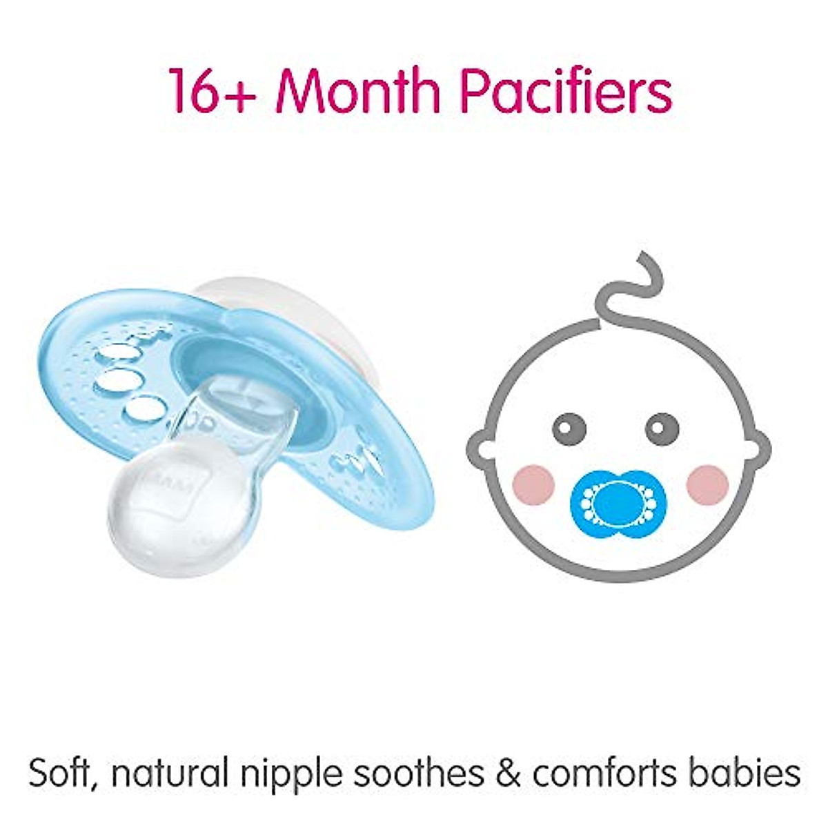MAM Original Matte Baby Pacifier, Nipple Shape Helps Promote Healthy Oral Development, Sterilizer Case, Unisex, 16+ (Pack of 2)