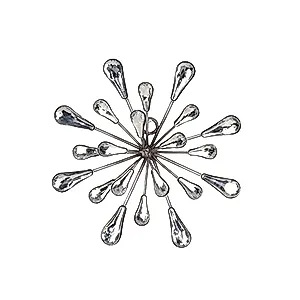 TRIPAR Small 7" DIA Silver Starburst Wall Decor Art - Made with Clear Acrylic Beads, Sparkly Metal Wall Decal Burst, Easy Mount
