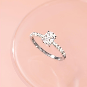 TIGRADE 1.5CT Bridal Ring Sets Oval Cut Cubic Zirconia Wedding Band Curved CZ Engagement Stackable Rings for Women Size 3-12, Silver, Size 7