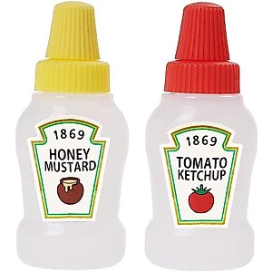 Mini Tomato Ketchup Bottle, 2 Pcs 25ML Portable Small Sauce Container Salad Dressing Container Pantry Containers for Bento Box