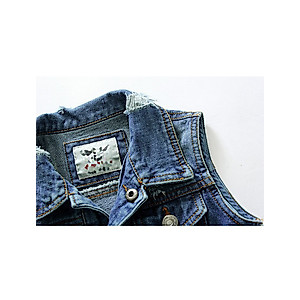 Little Boys Girls Spring Autumn Denim Vest Jacket Waistcoat Top Style2 Blue 120