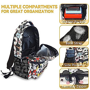 KNOWPHST Panda Backpacks for Girls, Boys - 16 Inch Cute Backpack for School - Black, Large Capacity, Durable, Lightweight Bookbag for Kids Travel