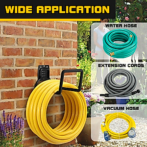 QMSK Water Garden Hose Holder, Metal Wall Mounted Water Hose Reel for Outside, Durable Hook Stand for Garden Hose Storage, Water Hose, Extension Cords, Flexable Hose Use (2Pack)