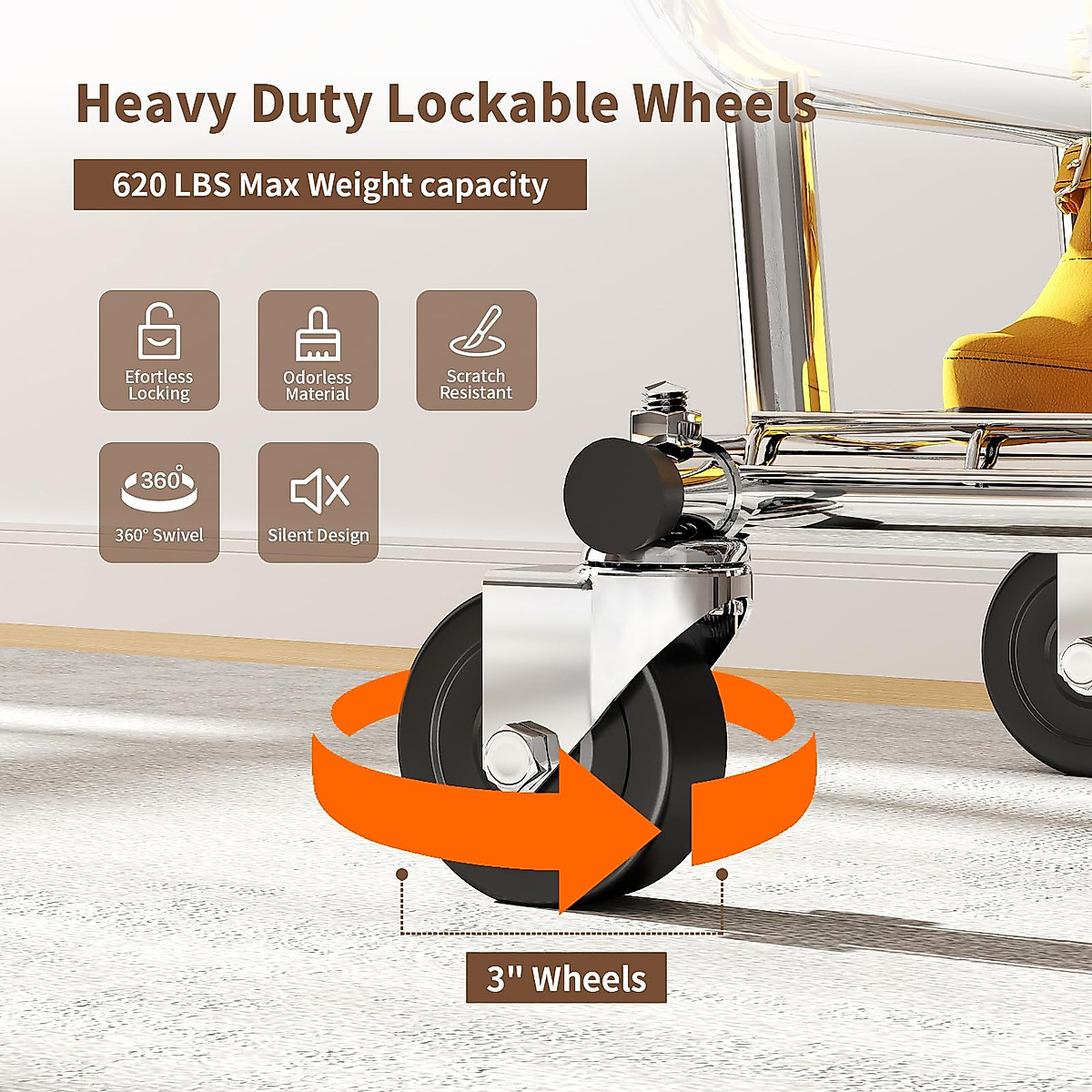 dgedby Clothes Rack Heavy Duty 620LBS For Hanging Clothes, Commercial Garment Rack Heavy Duty,Collapsible ＆ Portable Clothes Rack with Wheels,Rolling Clothing Racks Metal Clothing Rack (CR-H)