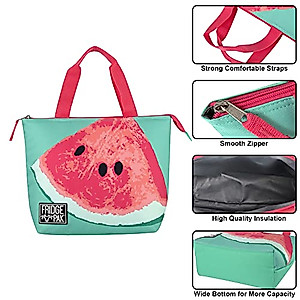 Tropical Lunch Tote Bag Fruit Lunch Bag for Women Insulated Cooler Bags for Beach, Food, Groceries (Watermelon Slice Tote)