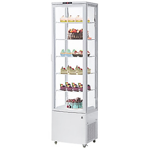 Euker Commercial Display Refrigerator - 10.52 Cu.Ft, Floor Mounted With Wheels, Single Door, Bright Led Lighting, White/Black