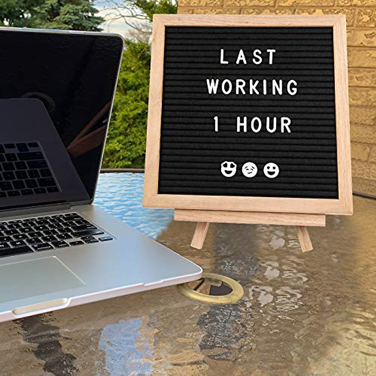 ABELL Felt Letter Board Include 680 Pre-cut Letters, 10x10 Inches Message Changeable Board for Farmhouse Office Rustic Home decor