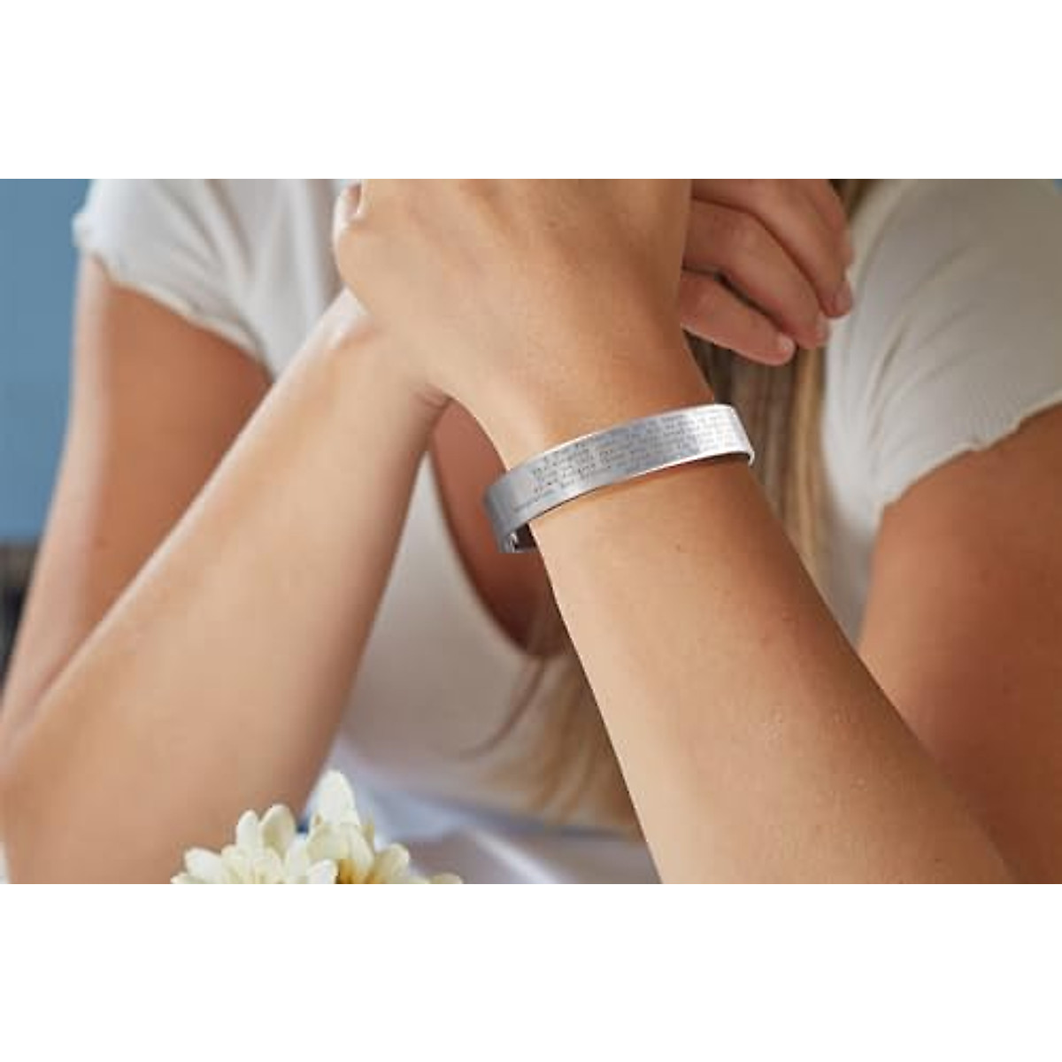 FashionJunkie4Life The Lord's Prayer Engraved Stainless Steel Cuff Bracelet