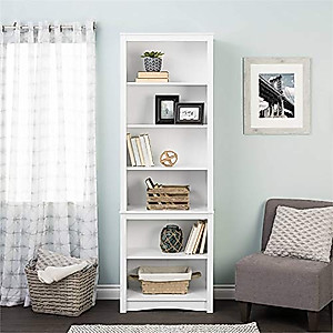 Pemberly Row Tall Contemporary 6 Shelf Bookcase in White