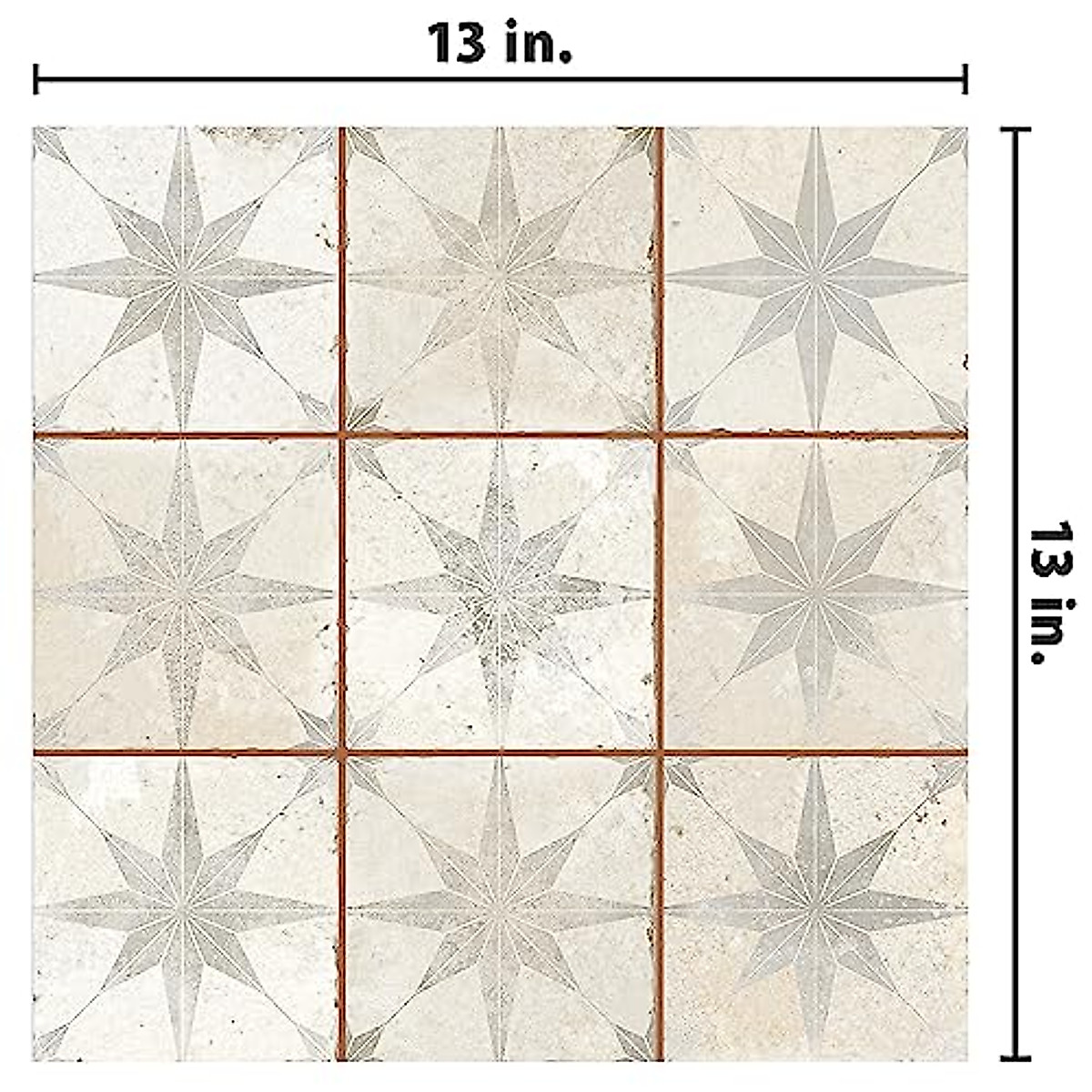 SomerTile FPEHMSW Harmonia Kings Star White 13" x 13" Ceramic Floor and Wall Tile