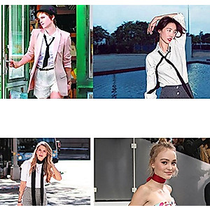 L'VOW Women's Stylish Soft Black Thin Skinny Scarf BoyFriend Tie Necktie Choker(Black)