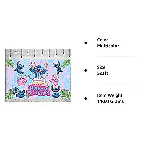 huio Summer Hawaiian Aloha Backdrop for Lilo and Stitch Theme Birthday Party Supplies 5x3ft Tropical Photo Background for Stitch Theme Party Cake Table Decorations Baby Shower Banner