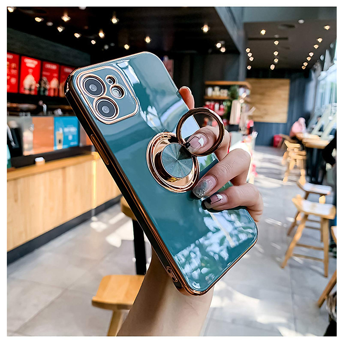 UnnFiko Bumper Stand Case Compatible with iPhone XR, Soft Cover with Ring Holder 360°Ring Holder Kickstand Car Mount Supported Protective Phone Cases (Blue, iPhone XR)