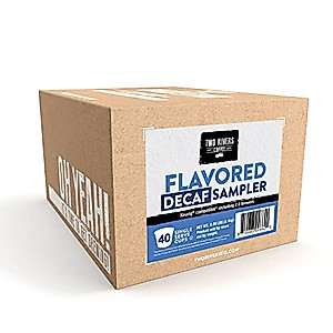 Two Rivers Coffee Decaf Flavored Coffee Pods Compatible with Keurig K Cup Brewers, Assorted Variety Pack Decaffienated Flavored Coffee, 40 Count