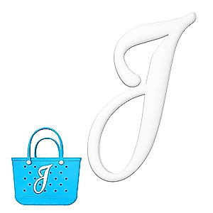 Decorative Lettering for Bogg Bag, White Charm for Bogg Bag Cute Bag Accessories Alphabet Letter Charm Inserts for DIY Personalizing Your Handbag(J)