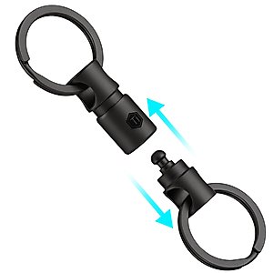 KeyUnity KA24BK Detachable Key Ring Connector, Double-end Swivel Keychain Titanium Rotatable Key Organizer Linker for Carabiner
