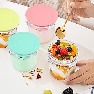 VanlonPro Pints and Lids Replacement for Ninja CREAMi Breeze Containers - 4 Pack, 16oz Cups Compatible with NC200 NC201 NC201Q CN205A NC100 NC101 Series Ninja Creamy Breeze Ice Cream Maker, BPA Free