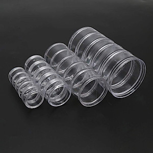 NUEAYMS 1 Set 5 Layer Cylinder Stackable Bead Containers Plastic Round Clear Storage Jar Box for Beads Buttons Crafts Small Item Jewelry Stand