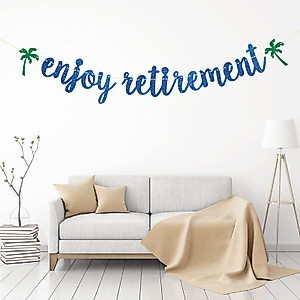 Dill-Dall Enjoy Retirement Banner, Retirement/Farewell Party Decorations, Retired AF Sign, Retirement Decor for Men or Women (Royal Blue)