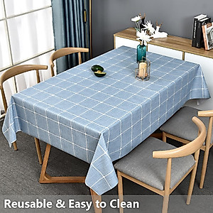 TruDelve Plastic Table Cloth Square Table Gray Vinyl Tablecloth Waterproof Wipeable Oilcloth Tablecloths for Dining Table Cover(54"x54",Checkered-Grey)