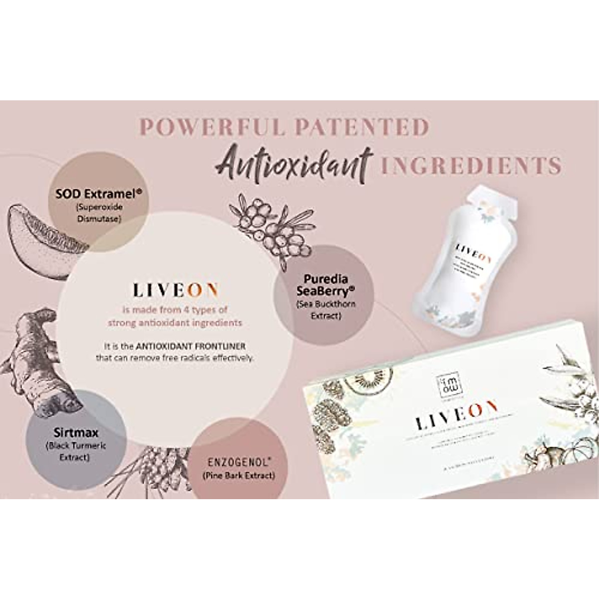 2 Boxes Immority Liveon 100% Natural Pine Bark Extract Beverage Mix Fruits [16 Sachets x 20ml] – 4X Powerful Antioxidant Reverse Sign of Aging, Anti Wrinkles & Fine Lines to Support Youthful Skin