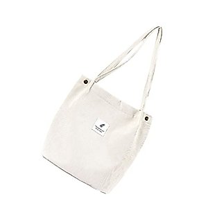 VALICLUD Women Crossbody Fastener for Handbag Closure Hobo Corduroy Bag Shoulder College Style Large Working Tote Womens Casual Capacity Beach Shopping and Bags Canvas Snap White