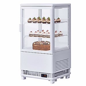 EastVita Display Commercial Refrigerator Case，2.1 Cu.Ft Display Fridge Single-Door Pastry Display Case With Interior Led Lighting, Double-Layered Glass Bakery Display Refrigerator 白色