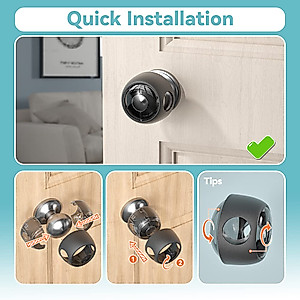 SAFELON 4 Pcs Transparent Safety Door Knob Covers for Toddler, Childproof Door Locks, Easy to Install (Clear-Black)