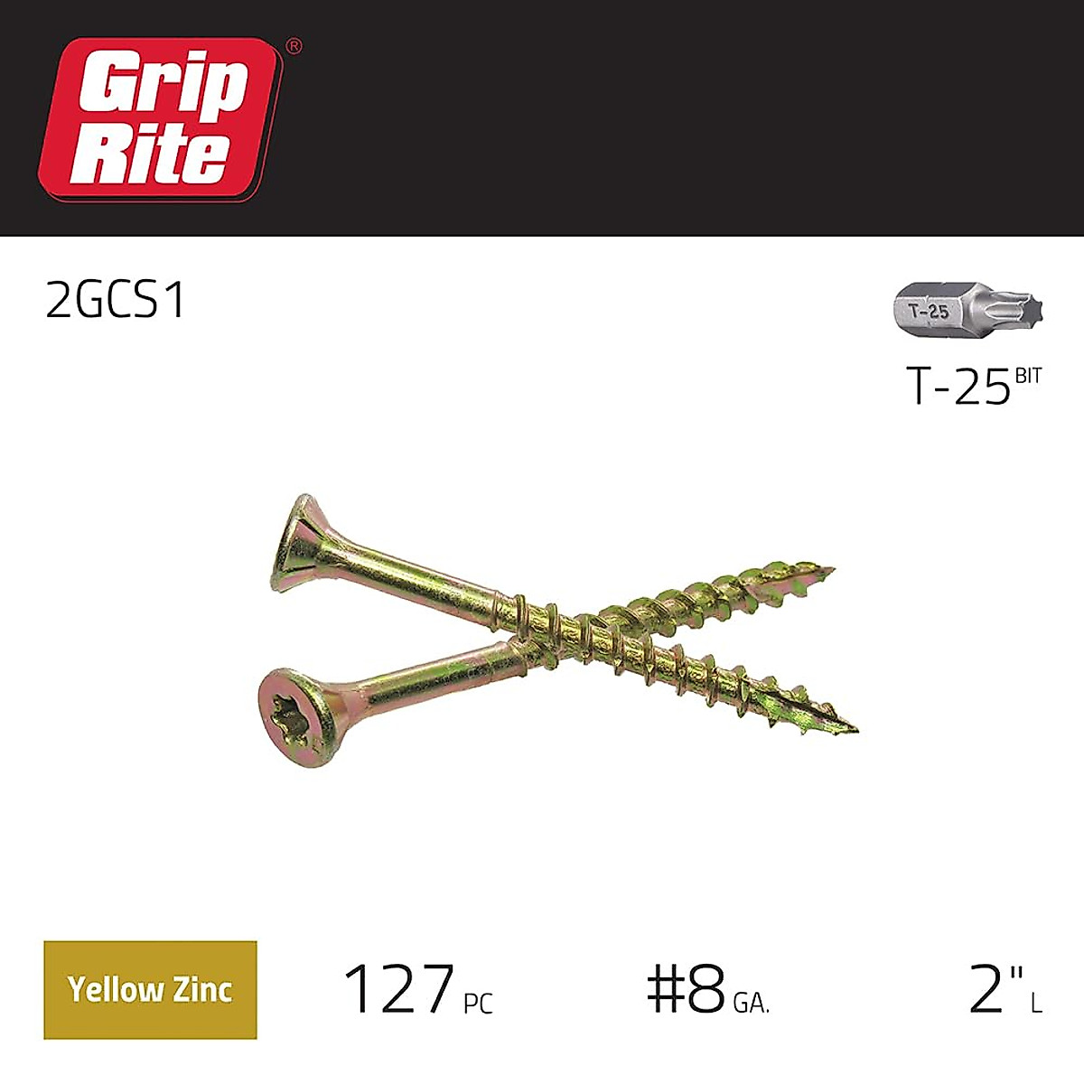 PRIMESOURCE 2GCS1 1LB 8X2 CONST Screw, 8 by 2", Gold
