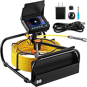 VEVOR Sewer Camera, 164ft/50M 4.3" Pipe Drain Inspection Camera with DVR Function & Snake Cable, Waterproof IP68 Borescope w/LED Lights, Industrial Endoscope for Home Wall Duct Drain Pipe Plumbing